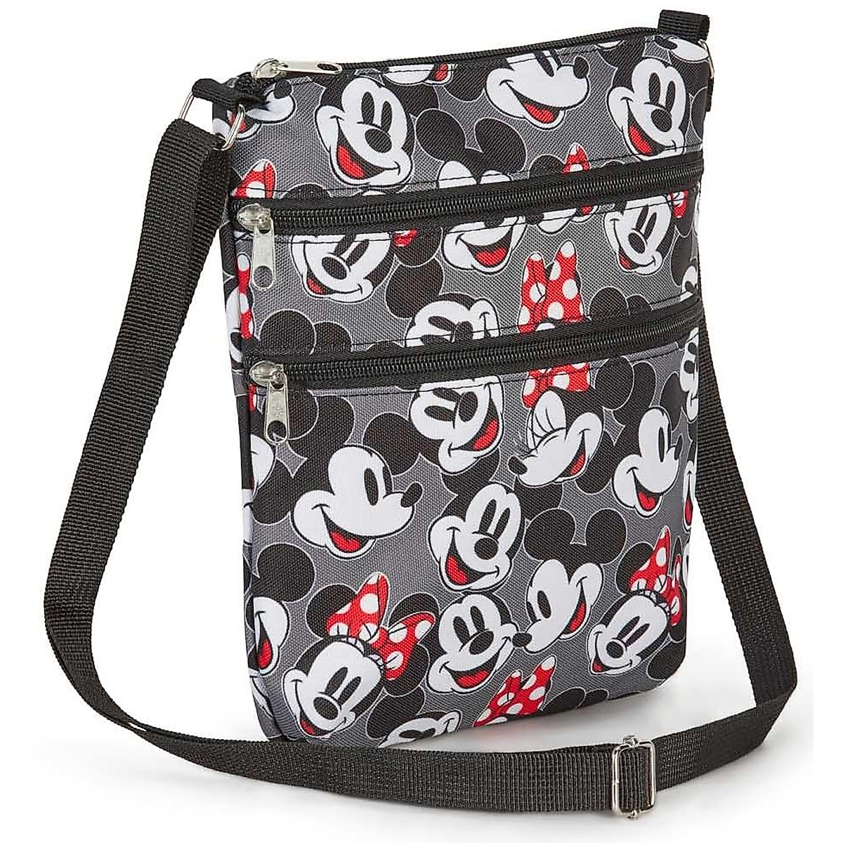 Disney Crossbody Bag Mickey & Minnie Mouse Travel Passport (Mickey Minnie Grey)
