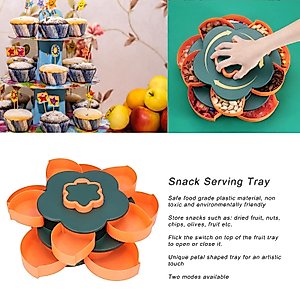 Snack Serving Tray Multifunction Large Capacity Flower Shape Nut Candy Serving Container for Home (Double Layer)