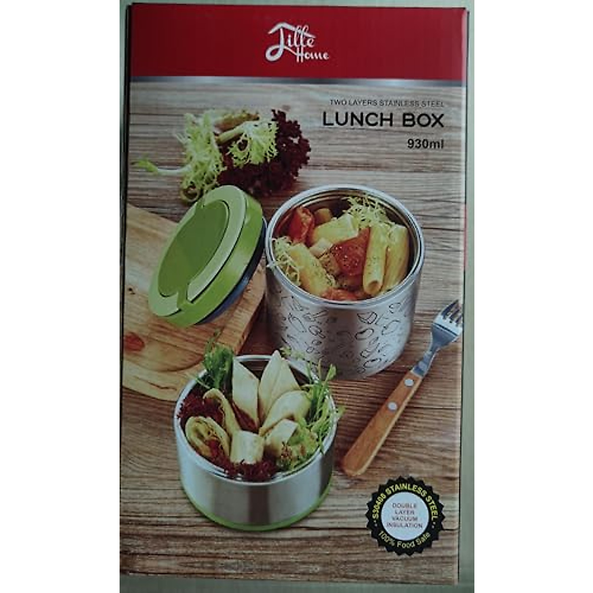 Lille Home Vacuum Insulated Stackable Stainless Steel Thermal Lunch/Snack box, 2-Tier Bento/Food Container with Lunch bag, Smart Diet, Weight Control, 32 Ounces