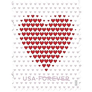 Made of Hearts Sheet of 20 Forever First Class Postage Stamps Wedding Celebration Love Valentines (1 Sheet of 20)
