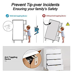 ANBUY 4 Drawer Dresser, Drawer Chest, Tall Storage Dresser Cabinet Organizer Unit with Metal Legs for Bedroom, Living Room, Closet (White/4 Drawer)