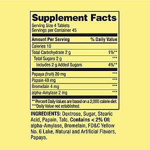 Support Optimal Digestion and Nutrient Absorption with Spring Valley Papaya Enzyme Complex - Chewable Tablets Dietary Supplement, 180 Count. Includes Luall Fridge Magnetic