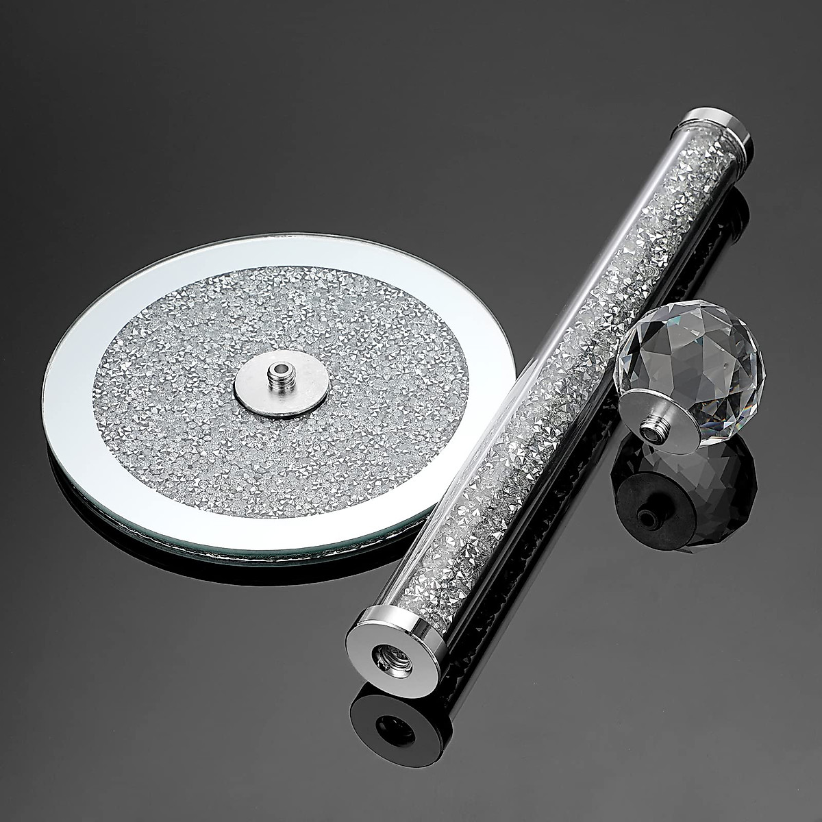 JUXYES Vertical Countertop Paper Towel Roll Holder Rack, Upright Paper Holder Crushed Diamond Standup Paper Towel Holder for Kitchen Dining Room Bathroom, 13 Height Freestanding Paper Roll Holder