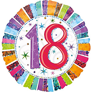 amscan 18Th Birthday Balloon - Prismatic Radiant 18Th Birthday Flat 18" Foil Balloon - 18
