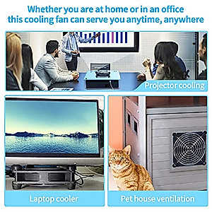 USB Computer Fan 120mm Cabinet Fan for Electronics DC 5 Volt Computer Fan Quiet USB Cooling Fan for Computer Case CPU Routers Receiver Cabinets Cooling (2 Pack)