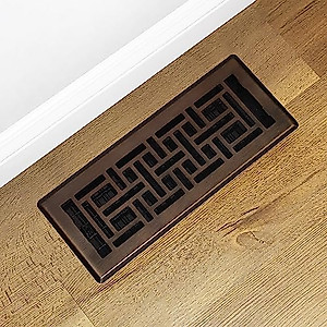Decor Grates AJH412-RB Oriental Floor Register, 4x12 Inches, Rubbed Bronze Finish