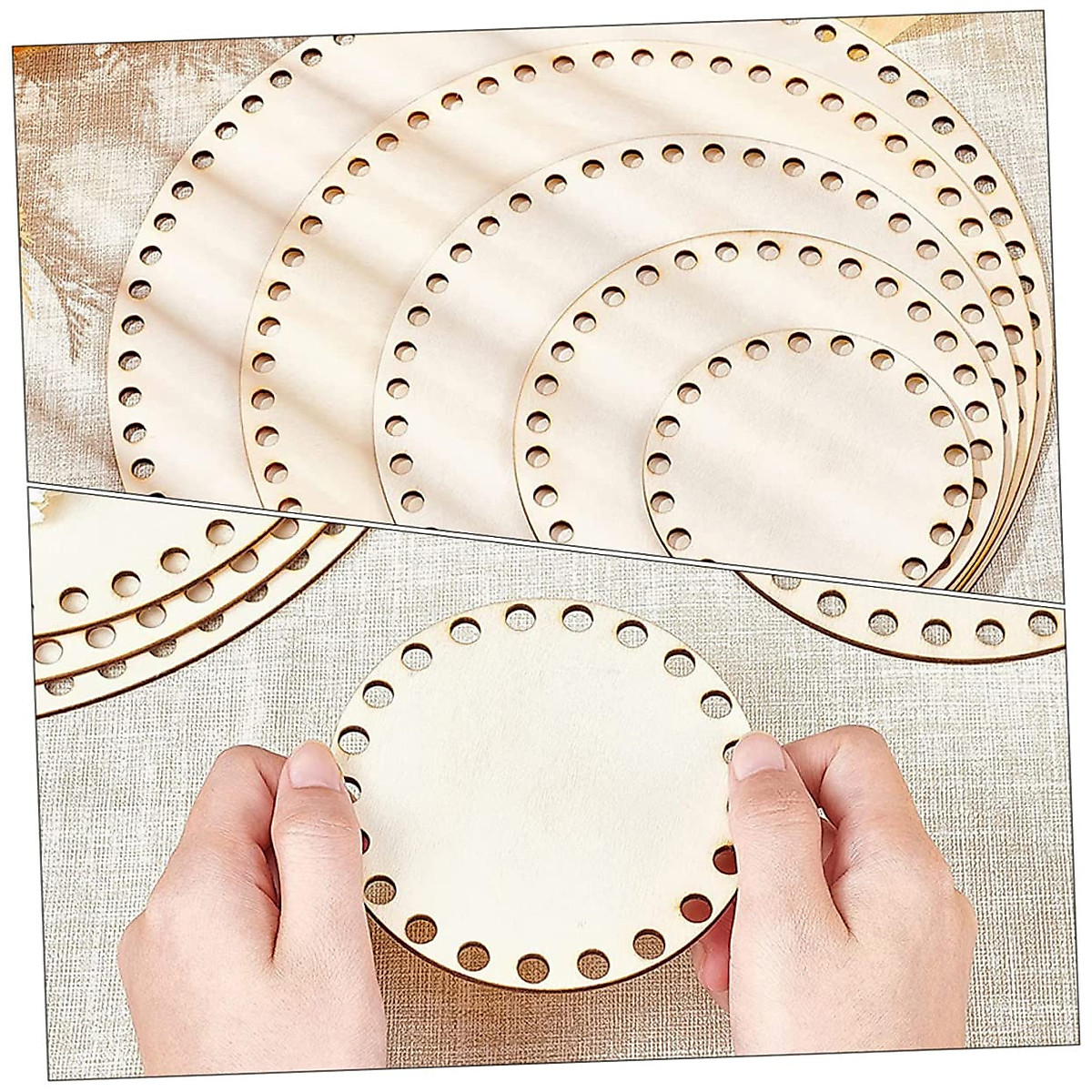 Cabilock 20 pcs Woven bag base knitting kit DIY kits wooden purse crochet basket bottom Unfinished Wooden Round Weaving Knitting Base Wood Base For Wood Bag Base Bag Bottom Crochet Supply