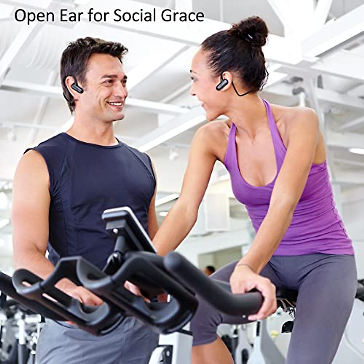 Open Ear Wireless Headphones, Air Conduction Open Earbuds with Clear Mic for Call, Quality Sound Extra Lightweight Comfortable & Healthy Wearing, for Outdoor Sport Gym Work, Bluetooth 5.0, CGS-B6