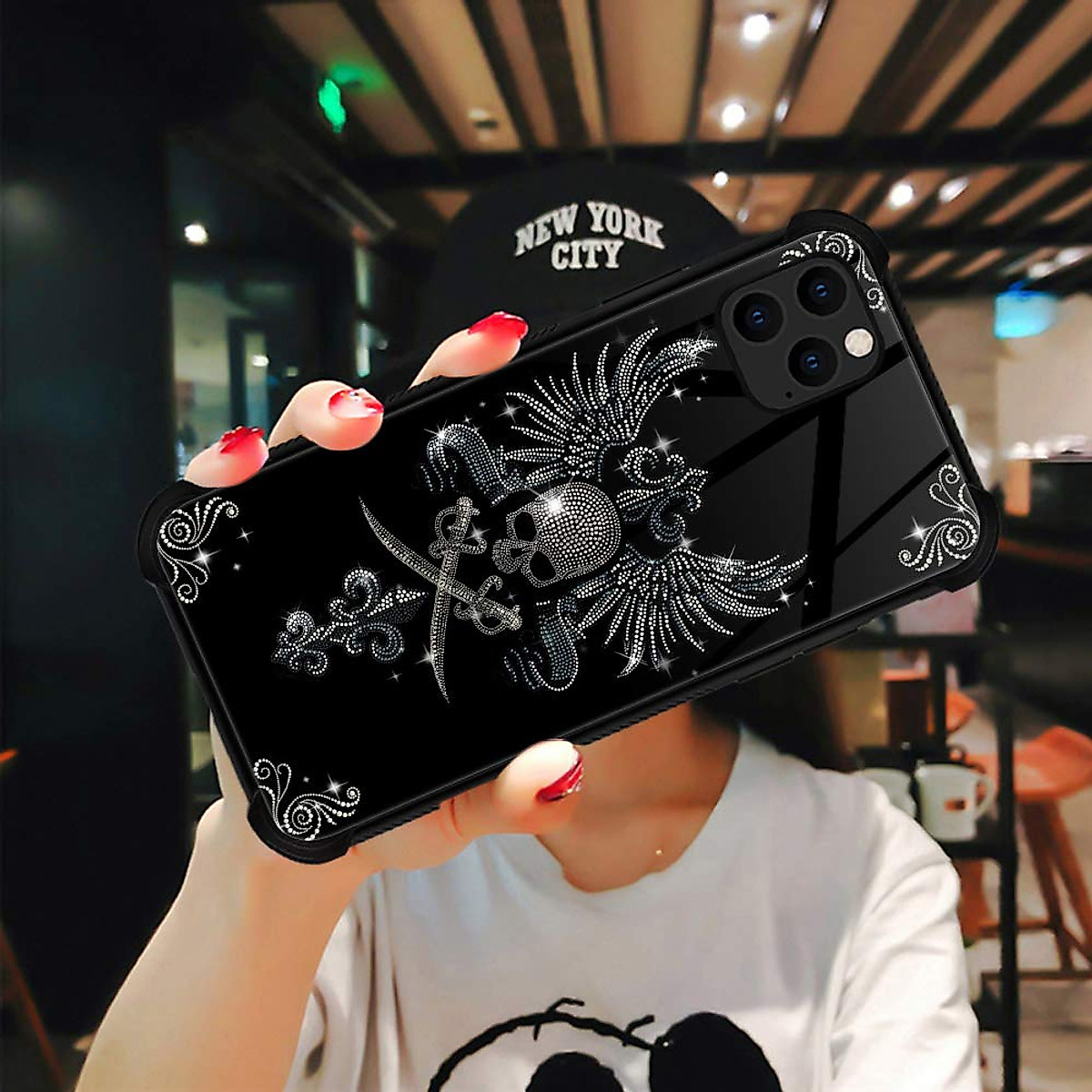 ZHEGAILIAN Case Compatible with iPhone 12,Diamond Skull Pattern Anti-Scratch 12 Pro Cases for Girls Women,Four Corners Desgin Shockproof Case for 12/12 Pro 6.1-inch