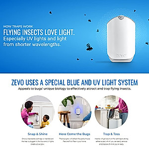 mask helper Zevo Flying Insect Trap Starter Kit Bundled with Zevo Flying Insect Trap Refill Cartidges & sticky fruit fly trap White, (MH-001)