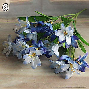 BaoST 1Pc 24 Flower Heads Lovely Artificial Lily Flower Real Touch Fake Flowers Bouquet for Wedding Party Banquet Home Hotel Office Garden Craft Art Decor Blue