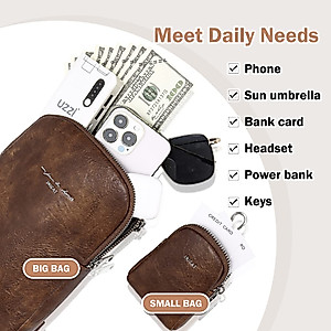 INICAT Small Sling Bag Fanny Packs Crossbody Bags with Coin Purse Gifts for Women Men （Large Version02-026 brown）