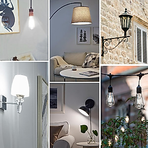 Jensense Edison LED Light Bulbs 8Watt Dimmable Light Bulbs 5000K Daylight White, E26 LED Bulb 60watt Equivalent, LED Vintage Bulbs 800lm CRI 90 Clear Glass 6 Packs