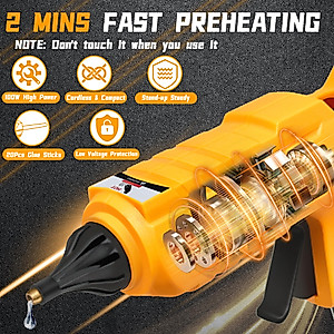 Hot Glue Gun for Dewalt 20V Battery, 100W Cordless Glue Gun Set with 20pcs Glue Sticks, Fast Heating Mini Glue Guns for Crafting DIY Craft Projects, Home Quick Repairs (Without Battery)