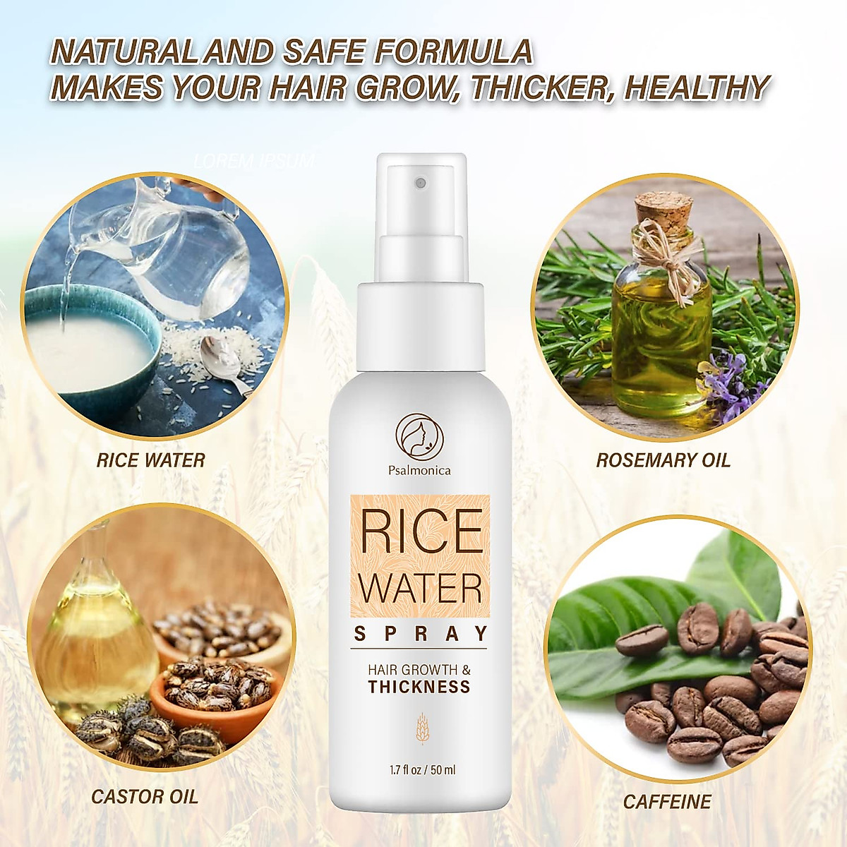 Rice Water for Hair Growth, Hair Growth Serum with Rosemary Oil, Rice Water Spray for Women and Men