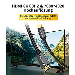 ATZEBE HDMI 2.1 Cable, 8K HDMI Cable 3ft, Support High Speed 48Gbps, 8K@60Hz 7680P, Dynamic HDR, 4:4:4, eARC, Ethernet, HDCP 2.3 Compatible with UHD TV, Blu-ray, PS4/3, Xbox One