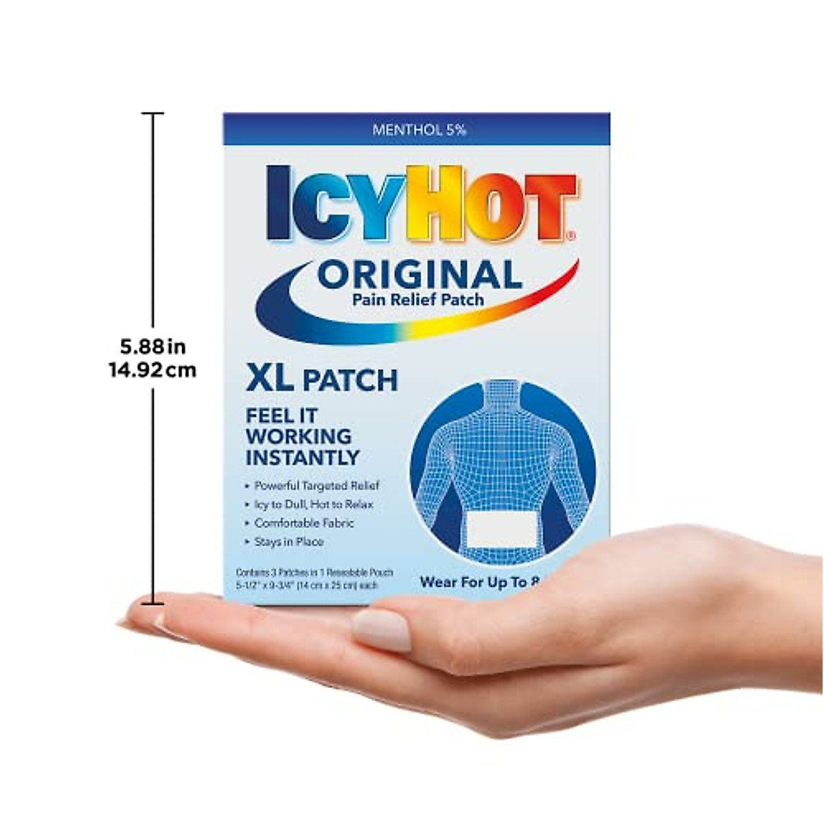 Icy Hot Original XL Pain Relief Patch (3 Count) for Back and Large Areas