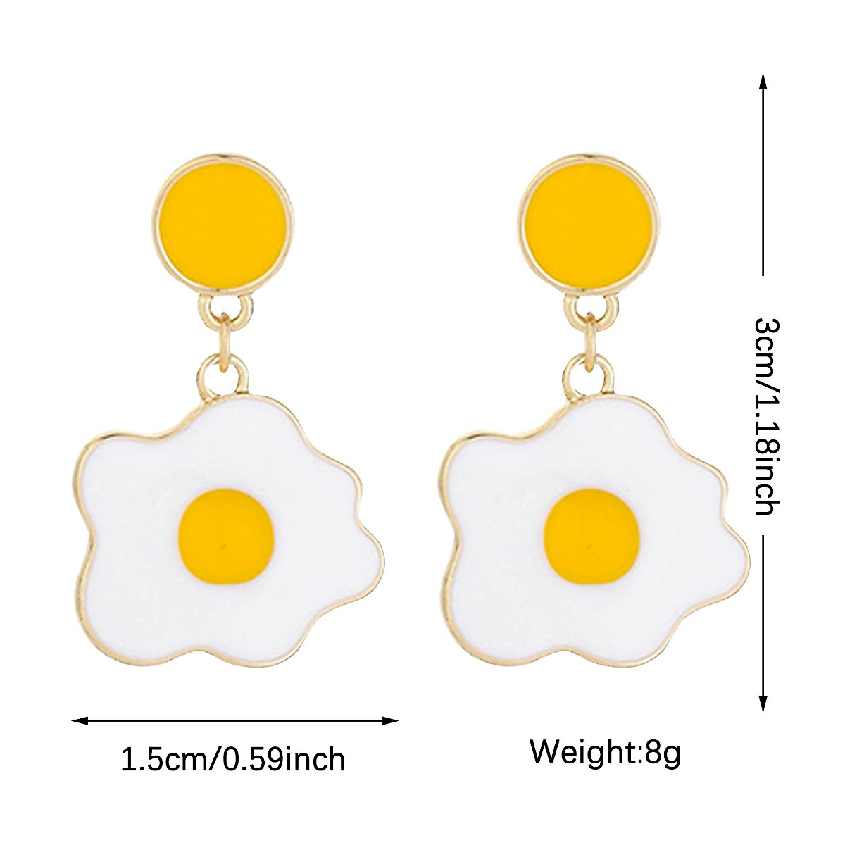 TIANBANGSHI Chic Funny 18k Gold Plated Enamel Fried Egg Stud Earring Cute Poached Egg Dangle Drop Earrings for Women Lover Kitchen Cooking Statement Jewelry Gifts (poached egg)