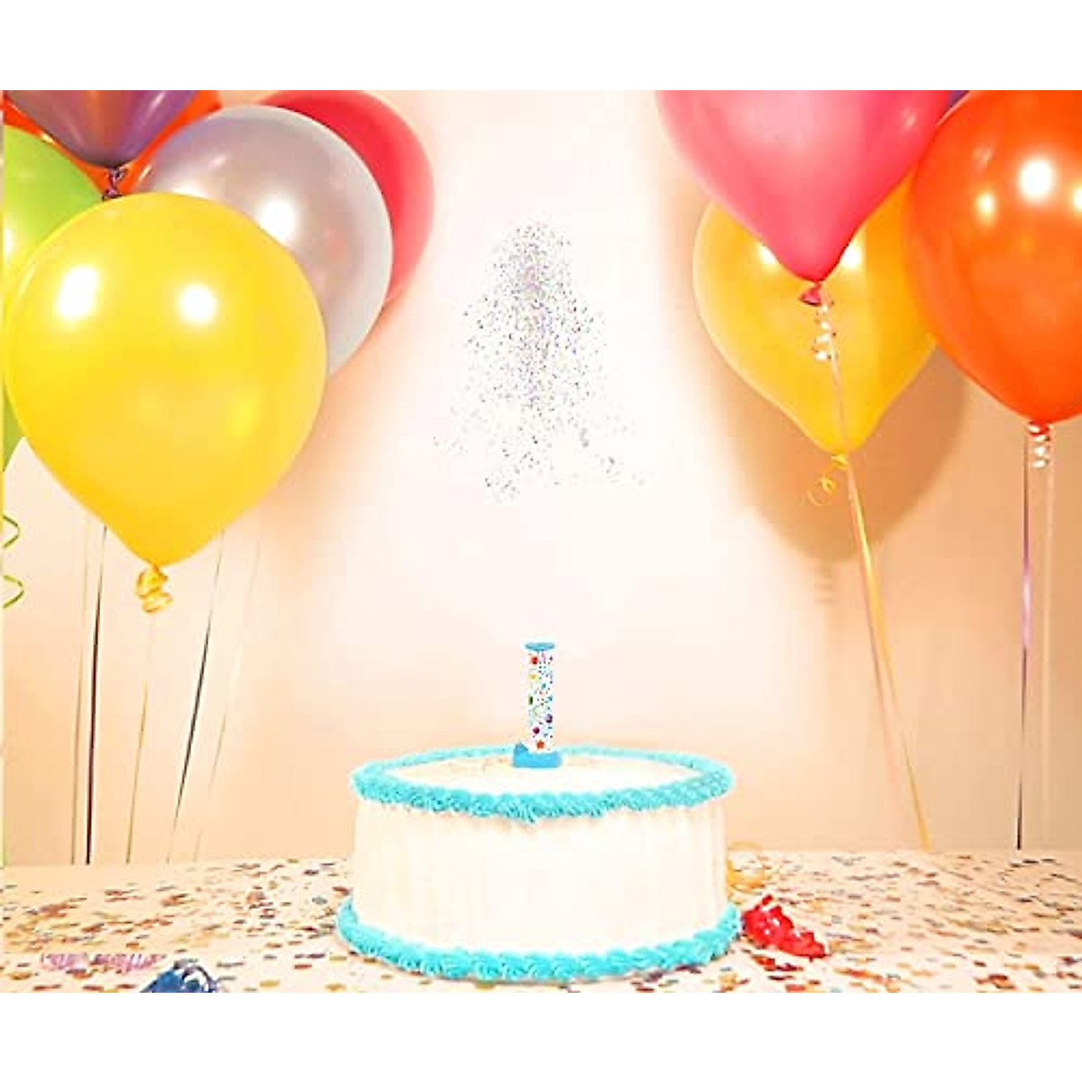 BEST PARTY EVER! Confetti Candle Cake Topper, Shower Your Cake in Edible Confetti Sprinkles, Fun Way to Celebrate Birthdays, Parties and More, 2-Pack, Pink