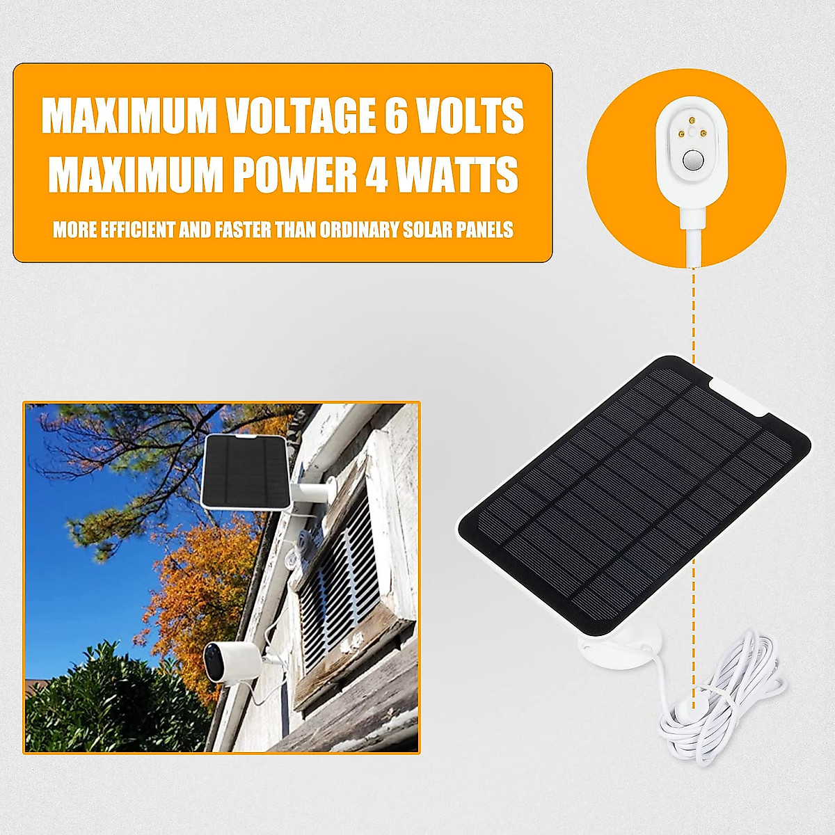 Wztepeng 4W Solar Panel, Adjust in 360 Degree, Compatible with Arlo Go 2 Arlo Ultra/Ultra 2/Arlo Pro 3/Pro 4 only, IP65 Water & Dustproof Design with 13.1 Outdoor Power Charging Cable (2 Pack)