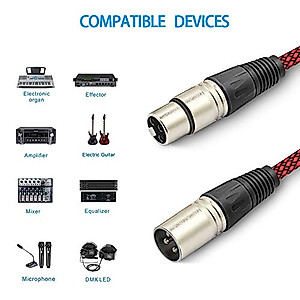 LoongGate Premium XLR Male to Female 3 Pin Plug Nylon Braided Shielded Professional Mic Audio Balanced Cable for Recording Applications,Mixers,Speaker Systems (2m/6ft)