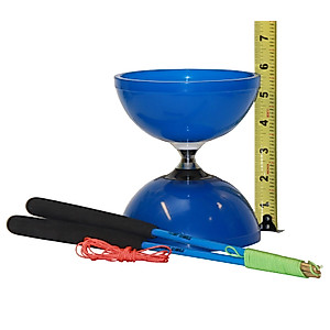 Flight Pro Triple Bearing Medium 5” Blue Chinese Yoyo Diabolo Toy with Carbon Sticks