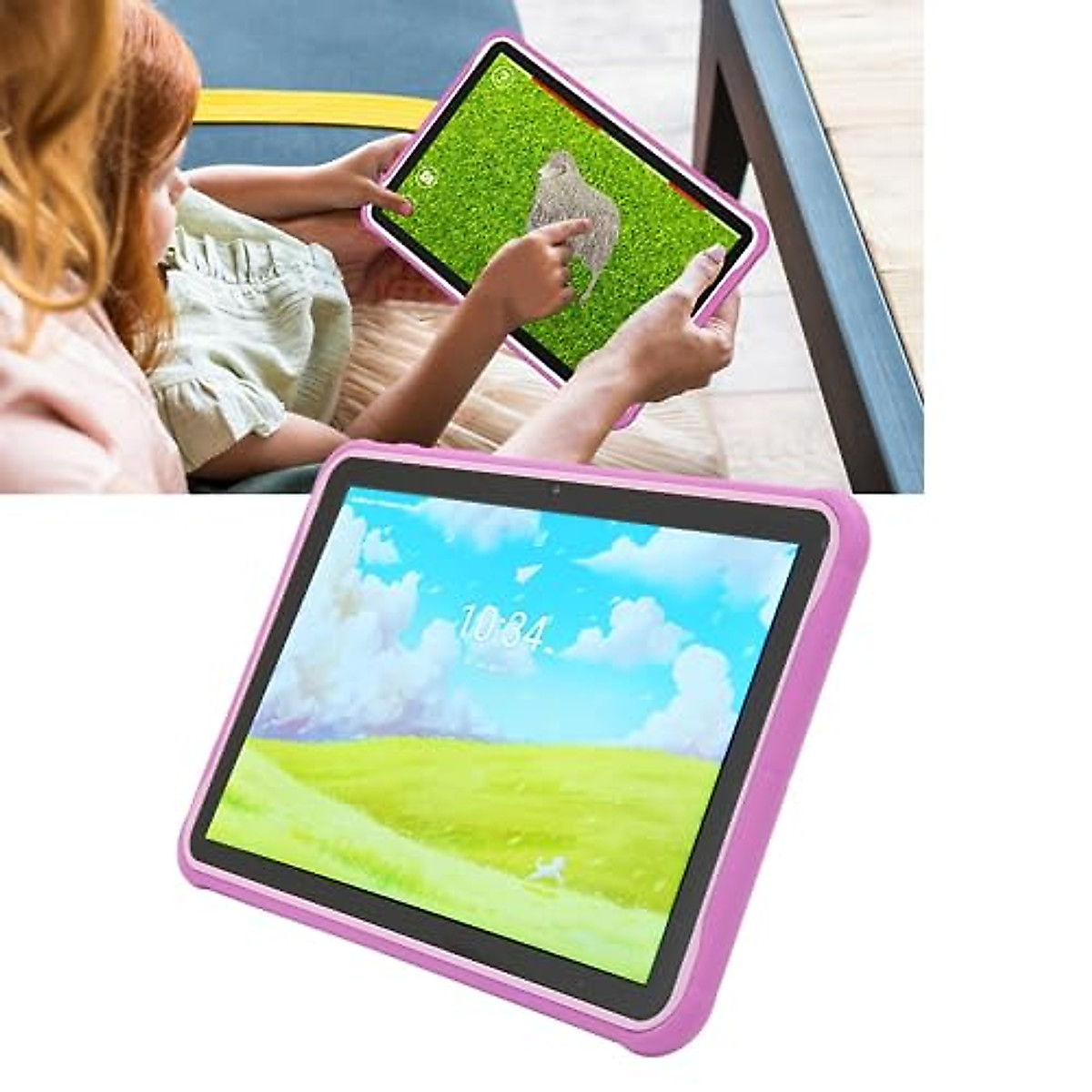 Tablet, 10 Inch HD IPS Screen 2MP 8MP Dual Camera 2GB RAM 32GB ROM Eye Protection WiFi Kids Tablet 100-240V for Entertainment for Android 10 (US Plug)