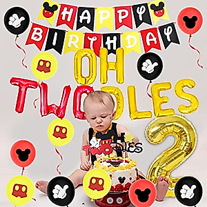 Cartoon Mouse 2nd Birthday Party Supplies Oh Twodles Party Decorations Cake Topper Balloon Happy Birthday Banner Felt Garland