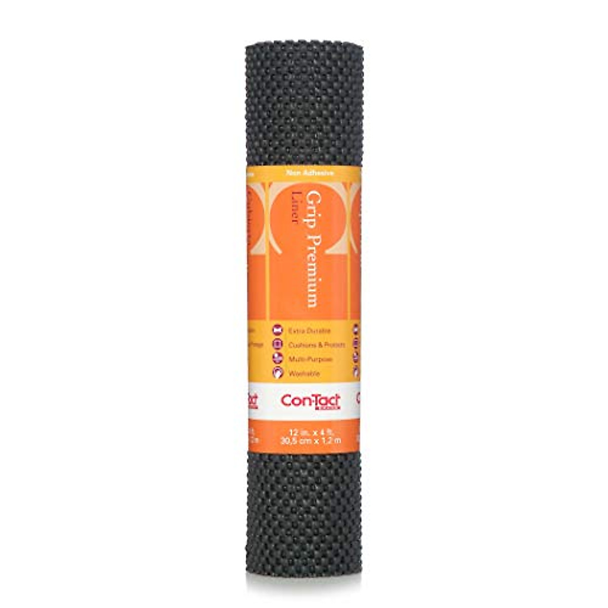 Con-Tact Brand Premium Thick and Non-Adhesive Drawer Shelf Liner, 12" x 4', Black