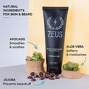 ZEUS Beard Conditioner Wash, Cleansing & Moisturizing Beard Wash with Green Tea & Natural Ingredients to Soften Beard – 8 oz. (Made in USA) Sandalwood