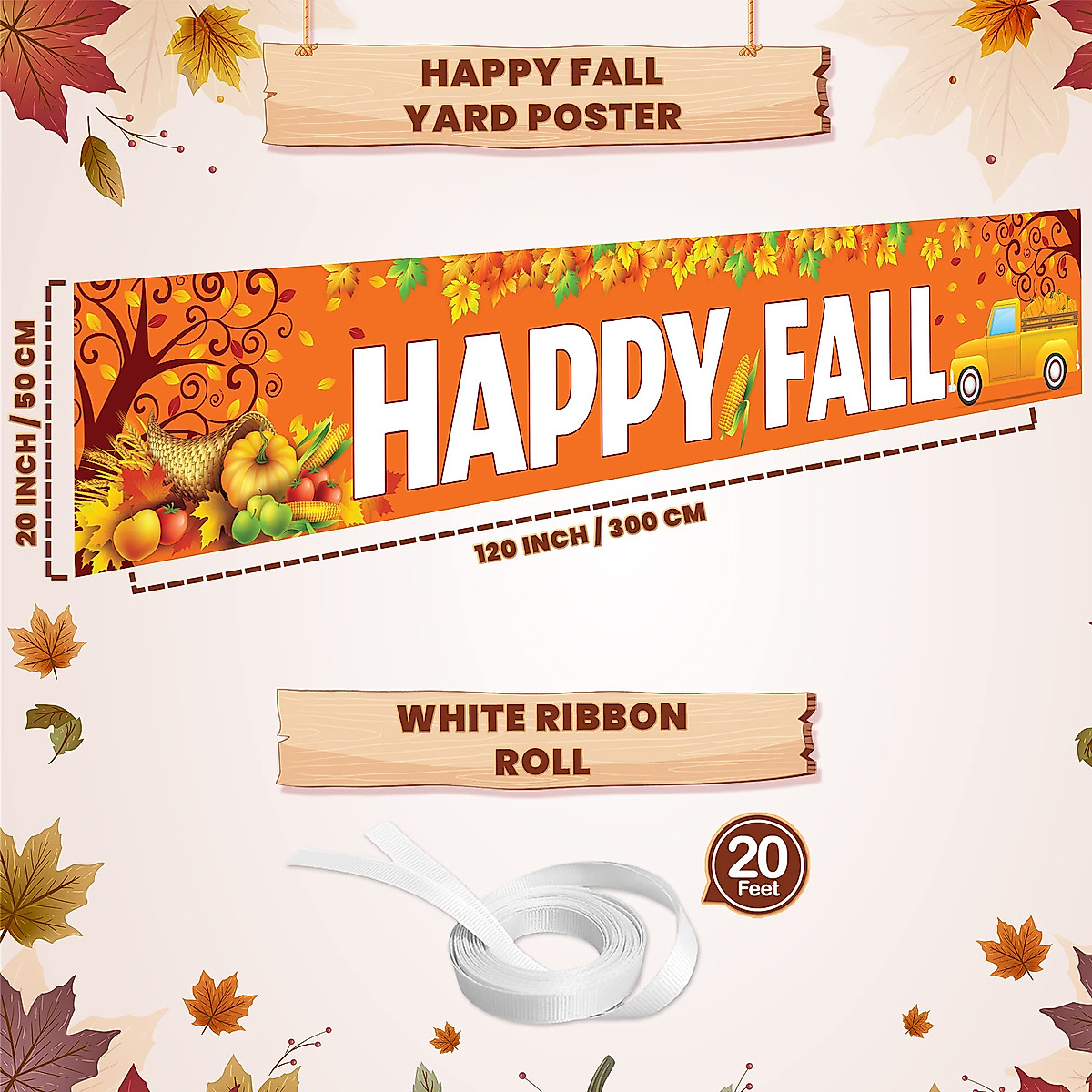 KatchOn, Scary Halloween Pumpkin Balloons - 25 Inch, Pack of 10 | Happy Fall Banner for Fall Decorations - Large, 120x20 Inch | Pumpkin Foil Balloons for Halloween Decorations | Fall Festival Banner