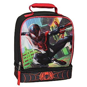 Marvel Spider-Man Comic Superhero Dual Compartment Soft Lunch Bag Box Tote Kit