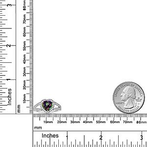 Gem Stone King 925 Sterling Silver Green Mystic Topaz and White Moissanite Ring For Women (2.91 Cttw, Gemstone Birthstone, Heart Shape 8MM, Available In Size 5,6,7,8,9)