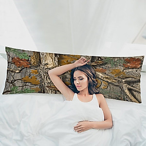 Lycomify Body Pillow Cover,Real Tree Camouflage Hunting Shirt Printed Long Pillow Cases Protector with Zipper Decor Soft Large Covers Cushion for Beding,Couch,Sofa,Home Gift 20"x54"