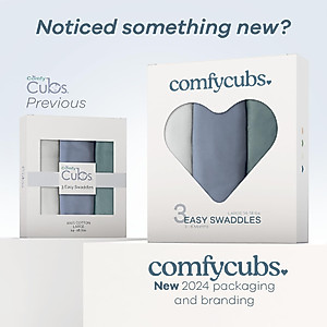 Comfy Cubs Swaddle Blanket Baby Girl Boy Easy Adjustable 3 Pack Infant Sleep Sack Wrap Newborn Babies (Large 3-6 Months, Stone, Nomadic Blue, Azul)