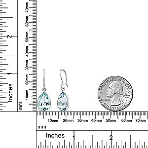 Gem Stone King 925 Sterling Silver Swiss Blue Topaz Earrings | 6.00 Cttw | Pear Shaped 12X9MM | Gemstone Birthstone | Drop Dangle Teardrop Earrings for Women