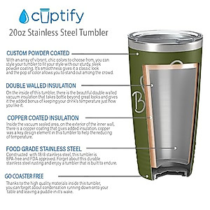 Boss Lady Big Heart Tumbler Birthday Gifts for Women, Coworker, Boss on Army Green 20 oz Stainless Steel Insulated Cup with Lid - Travel Mug for Mom