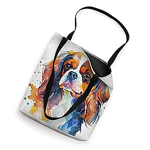 Cavalier King Charles Spaniel Dog Colorful Watercolor Dog Tote Bag