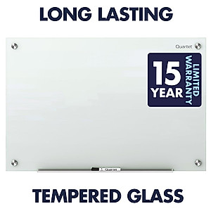 Quartet Glass Whiteboard, Extra Large Magnetic Dry Erase White Board, 6' x 4', Easy Installation, Includes Accessory Tray, 1 Marker and 2 Glass Board Magnets, White Surface, Infinity (G7248W)