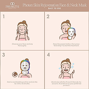 Project E Beauty LED Light Therapy Mask | LED Face & Neck Mask | Skin Rejuvenation | 7 Colors | Anti Aging | Reduce Wrinkles | Anti-inflammation | Brightening Skincare Mask