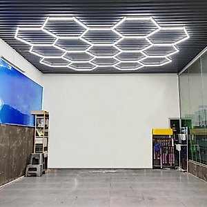 SENKOYU Hexagonal Led Garage Light, 17 Cellular System Led Shop Light for Garage/Workshop/Salon/Auto Detail Shop/Barber Shop LED Light 6500K, 36890LM, 552W, IP54 2 Years Warranty, AC 100-240V