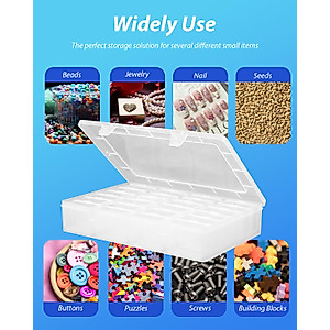 75Pcs Small Bead Organizer Box, Clear Rectangles Bead Storage Containers with Lids, Plastic Craft Storage Box Bead Cases, Mini Small Parts Organizer for Jewelry Nail Screws Seeds and Labels