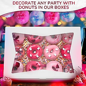 10 Pcs Half Sheet Cake Boxes 19x14 In - White Bakery Boxes with Window, Glossy Finish and Flip Top - Strong Cardboard, Easy Assemble, Secure Transport, Great for Cookies, Cakes, Donuts, and Gifting