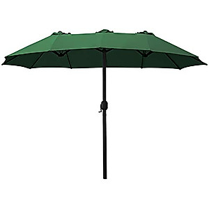 ABCCANOPY 15FT Double-Sided Aluminum Table Patio Umbrella Garden Large Umbrella,Swimming Pool 12+Colors,Green