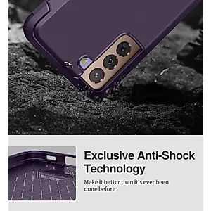 SURITCH for Samsung Galaxy S21 Case 6.2 Inch (Only), (2 Front Frames) Full-Body Heavy Duty Rugged Shockproof Phone Cover with Built-in Screen Protector, Dark Purple