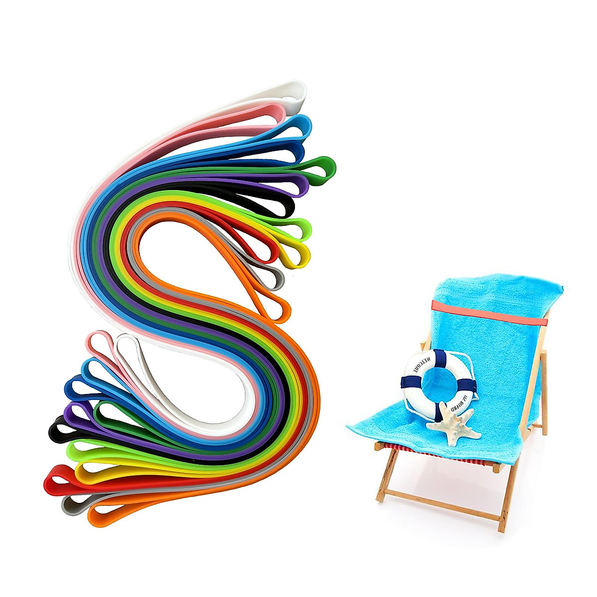 12 Pack Towel Clips for Chairs Cruise, Silicone Towel Bands for Cruise Chairs, Multi-Functional Beach Towel Bands Beach Towel Clips Beach Towel Clips for Pool Chairs