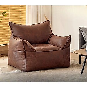Experience Ultimate Comfort with The Leather Lazy Sofa - Luxury Lounge Chair for Relaxation At Home! (Oil wax leather retro brown [single seat sofa])