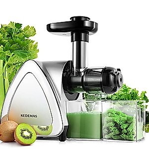 Wheatgrass Juicer Machines, KEDEMAS Cold Press Masticating Juicers for Home, Easy to Clean and Quiet Motor, Reverse Function, Slow Juicers Maker with Juice Cup and Brush for Vegetables and Fruits