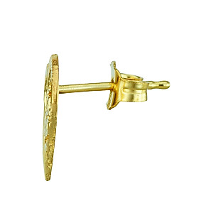 14k REAL Yellow Gold Fancy 15 Quincea?era Heart Stud Earrings (10 x 10 mm)