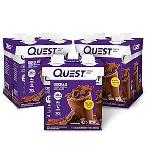 Quest Nutrition Ready To Drink Chocolate Protein Shake, 30g Protein, 4g Net Carbs, Gluten Free, Keto Friendly, 11 fl oz - Pack of 12